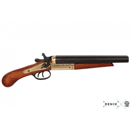Escopeta recortada Wyatt Earp Denix, metal, madera. Mecanismos de tiro
